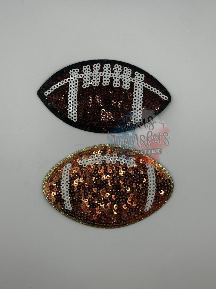 Sequin Football Iron‑On Patch - Texas Transfers and Designs