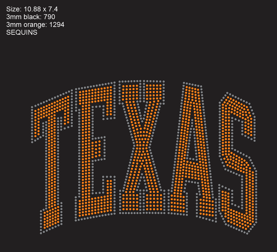 Texas Curved Spangle Transfer - Texas Transfers and Designs